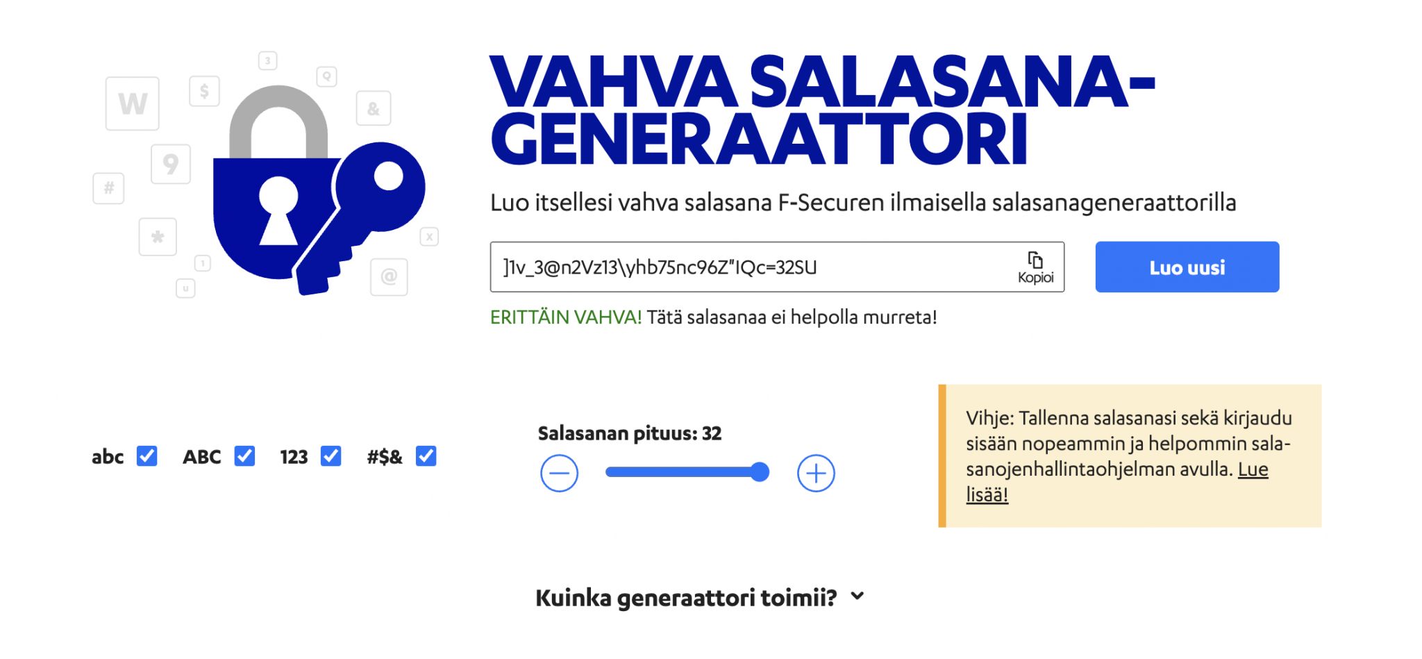 F-Secure julkaisi verkkotyökalun vahvojen salasanojen luomiseen ...