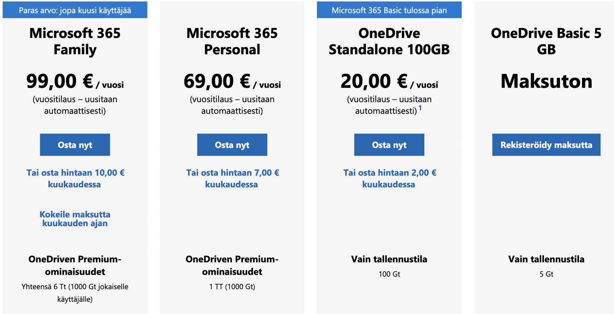 Microsoft 365 Basic tulossa pian – maksaa 2 euroa kuussa, korvaa 100 ...